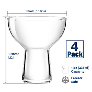 LEYU Stemless Margarita Glasses Set of 4, 11oz Margarita Glass for Frozen Cocktail, Mixed Drinks, Martini, Wine Glasses Set, Hand-Blown Glass Cups-Clear