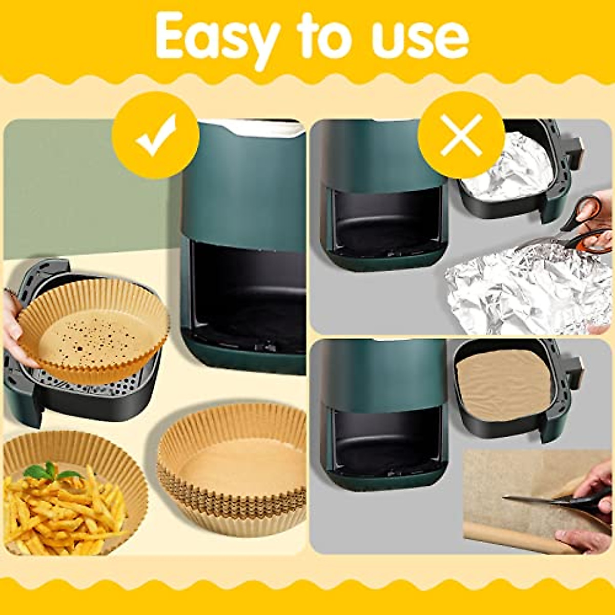 100 Pcs Air Fryer Disposable Paper Liner, Food Grade Air Fryer Liners Round, Non Stick Air Fryer Parchment Paper, 6.3 Inch Baking Paper for 3-5QT Air Fryer
