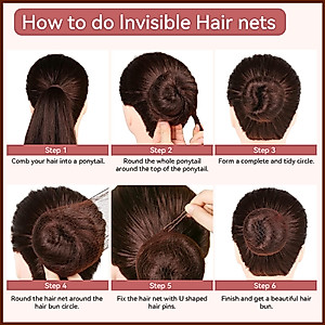 YaFex Hair Bun Maker Kit, 4 Pieces (1 Large, 2 Medium and 1 Small), A-Brown, 30 Pieces Accessories Including Hair Nets, Elastic Hair Ties, Hair Bobby Pins