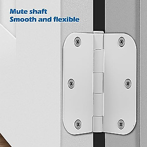 18 Pack White Door Hinges,3.5 Inch Rounded 5/8" Radius Door Hinges Interior 3 1/2 Inch Door Hinges Bifold Residential Standard Bedroom Indoor Door Hinges for Doors Home