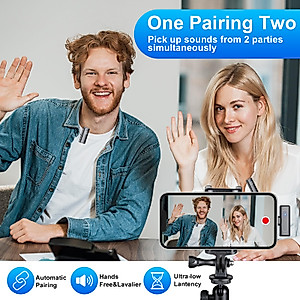 Aptkdoe Wireless Lavalier Microphone for iOS Phone/Pad, 2 Pack Lapel Clip-on Video Recording, 7H Cordless Omnidirectional Condenser Recording Mic, Plug-Play Mic Interview 2023 (M1)