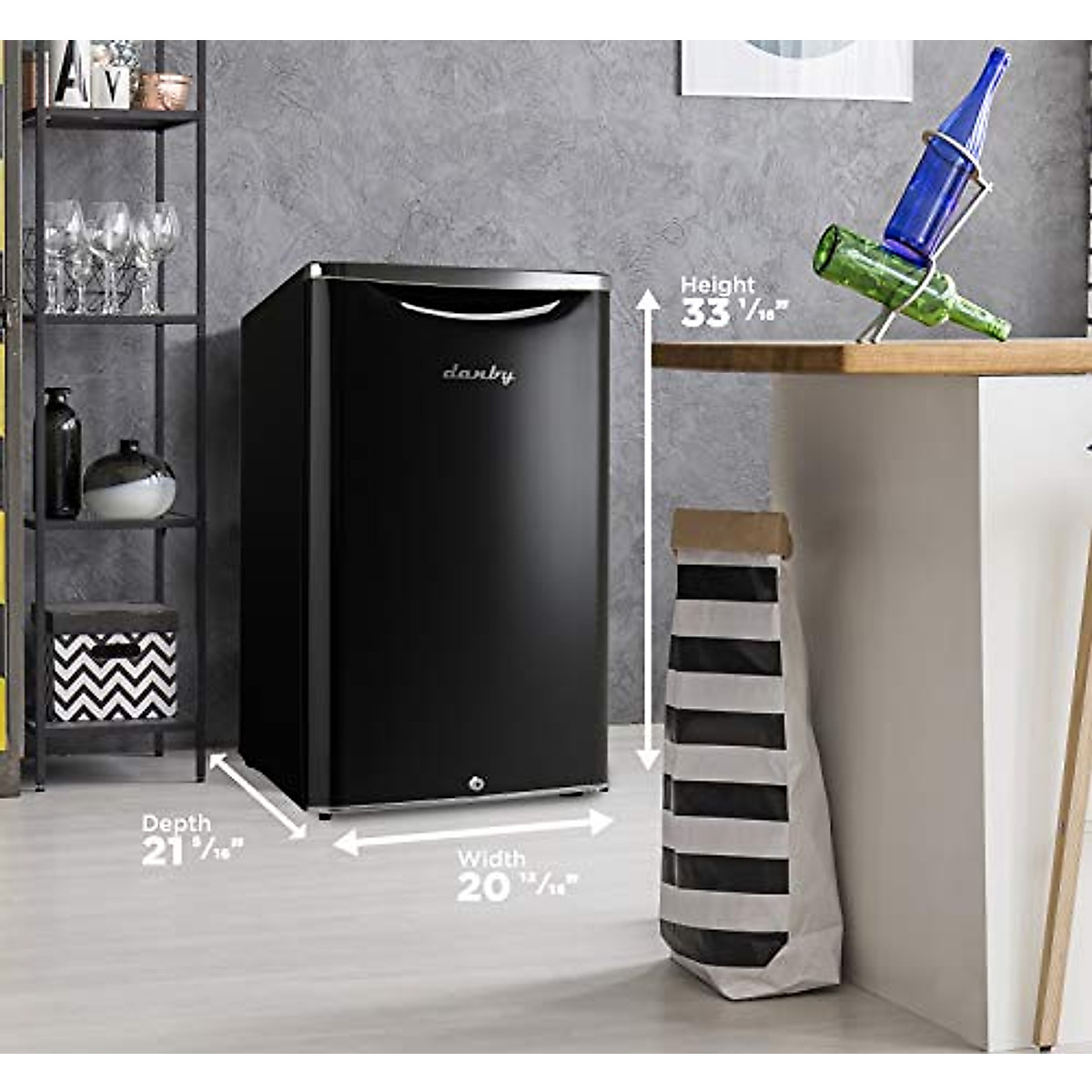 Danby DAR044A6MDB-6 4.4 Cu.Ft. Mini Fridge, Compact Refrigerator for Bedroom, Living Room, Bar, Dorm, Kitchen, Office, E-Star Rated with Door Lock, Black