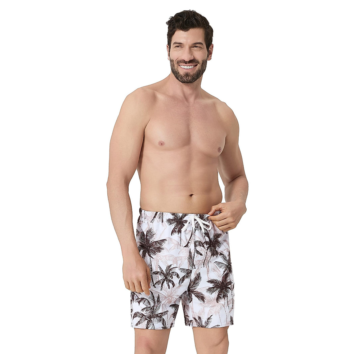 PATPAT Matching Swimsuits for Family Hawaiian Tropical Coconut Palm Leaf Print Father Son Matching Swim Trunks Matching Hawaiian Swimsuits for Couples Beach Men and Women Swimwear Shorts for Men L