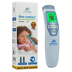 Amplim Hospital Medical Grade Non-Contact No-Touch Forehead Thermometer for Baby and Adults. Touchless Temporal Fever Thermometer, FSA HSA Approved Accurate and Fast Digital Baby Thermometer