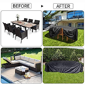 POMER Patio Furniture Cover, 78inch Rectangle Outdoor Table Cover for Sofa Sectional Waterproof Heavy Duty Garden Couch Cover - 78.5x63x27.5inch