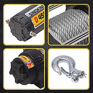 SINOKING 4500lb 12V UTV/ATV Winch with 1/4”x 32ft Rope, Wired and Wireless Control