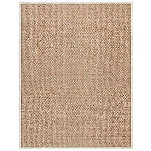 SAFAVIEH Natural Fiber Collection 8' x 10' Ivory NF114J Border Basketweave Seagrass Area Rug