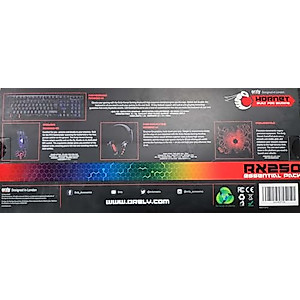 Gaming Keyboard and Mouse and Gaming Headset & Mouse Pad, Wired LED RGB Backlight Bundle for PC Gamers Users - 4 in 1 White Edition Hornet RX-250