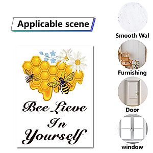 CRASPIRE 8 Sheets Bee Wall Decals Honey Window Clings Self-Adhesive Sunflower Wall Sticker Inspirational Quotes Decor Peel and Stick for Home Office Nursery Birthday Party Fridge Bedroom Bathroom