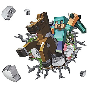 Kids Room Wall Decor Wall Art Room Decal Sticker for Minecraft Wall Decor Boys Bedroom Wall Poster Mural Kids Game Wall Stickers Gift