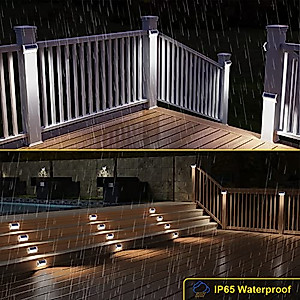 ROSHWEY Solar Outdoor Lights, 10 Pack Solar Fence Lights with 30LED Waterproof Backyard Lighting Stainless Steel Lamp for Deck Courtyard Patio Pool