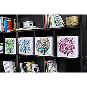 Folding Storage Box with 5D diamond painting kit, ZSNUOK Foldable Cloth Storage Bins Embroidery Cross Stitch Picture Supplies Arts Craft for Home Closet Bedroom Drawers Organizers, 25X25cm (4PCS)