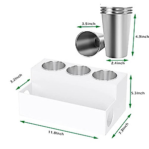 PecMuikee Hair Tool Organizer, Acrylic Hair Tool Caddy Countertop Blow Dryer Stand Storage with 3 Cups for Bathroom, Bedroom, Office, White