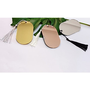 Yuxuanish Set of 12 Acrylic Luggage Tag,Mirrored Acrylic Place Cards Blanks with Tassels,DIY Oval Wedding Guest Name Cards,Acrylic Name Place Card (Silver Mirror)