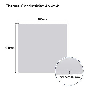 MECCANIXITY Thermal Pad Heat Conduction Silicone Pads Conductive 100 x 100 x 0.5 mm 4W for Components Gap Filler Grey