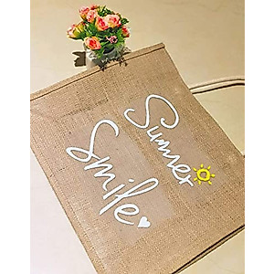 XMRSOY 6 Pack Reusable Burlap Tote Bag,Large Jute Bag Handle Grocery Shopping Bags Water Resistant Bridesmaid Burlap Bag for Travel Beach