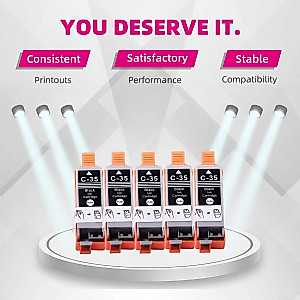 Intactech PGI-35 Black Ink Cartridges Compatible with Canon PGI-35 CLI-36 Ink Use for Canon PIXMA iP110 iP100 mini260 mini320 tr150 Printer 5-Pack