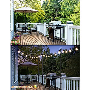 LOPANNY String Light Poles - 9.8FT Light Poles for Outside String Lights Hanging - Backyard, Garden, Patio, Deck Lighting Stand for Parties, Wedding, 1 Pack