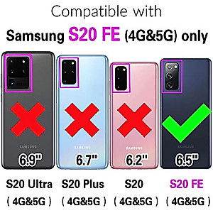 Phone Case for Samsung Galaxy S20 FE 5G 6.5 inch Wallet Cover With Screen Protector Flip Zipper Credit Card Holder Cell Accessories S 20 EF UW S20FE5G S20FE 20S S2O Fan Edition 4G G5 Women Men Purple