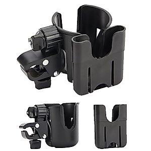 Cup Holder 2 in 1, Stroller Cup Holder, Bike Cup Holder, Stroller Organizer, Stroller Cup Holder with Mobile Phone Holder, 360 Rotation Drink Phone Holder for Bike Pushchair Wheelchair Walker Bicycle