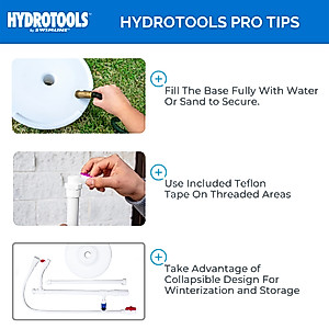 HYDROTOOLS By SWIMLINE Tube Style 7 Foot Poolside Shower, Adjustable Head & Foot Tap Spigot With Valve Controls, Standard Garden Hose, Environmentally Friendly, Outdoor Backyard Poolside Beach Spa