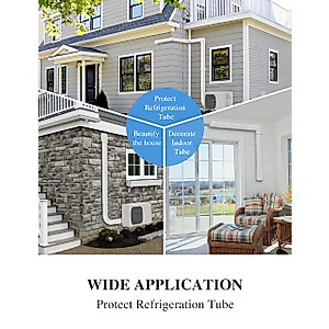 WEETALL 4'' 16 Ft Mini Split Line Set Cover with Flexible Pipe, Upgrade PP Heat-Resistant & Paintable, Central AC and Heat Pumps-Full Set, No Other Parts Needed