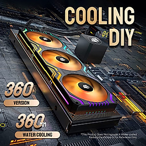 Asiahorse Matrix-Black 56 Addressable LEDs RGB Fans, 360MM All-in-One Square Frame Integrated RGB Case Fan with MB Sync/Analog Controller, PWM Control Fan for Computer Case and Liquid Cooling System