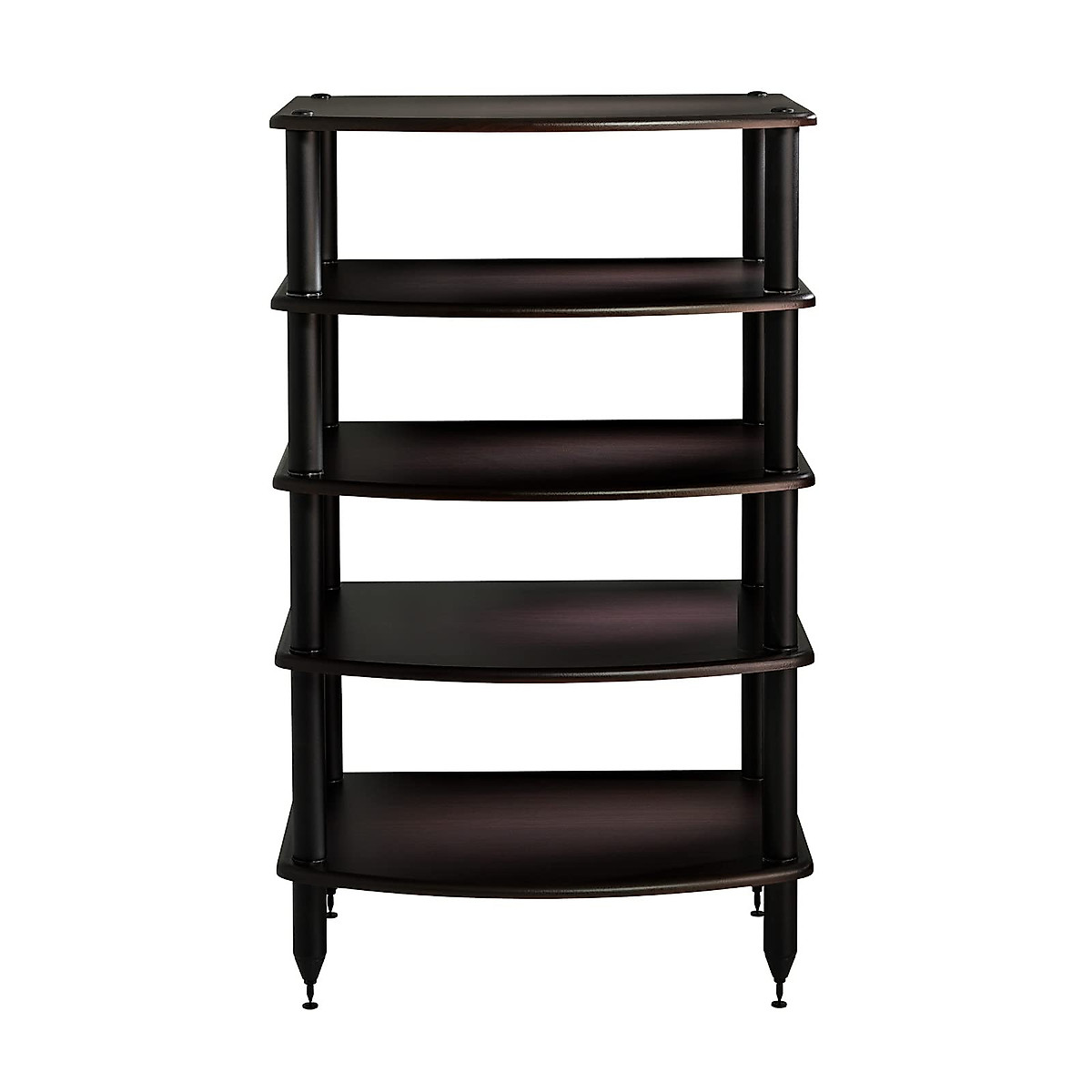 Pangea Audio Vulcan Rack and Glide Feet Bundle Espresso Five Shelf Audio Rack Media Stand Components Cabinet and Feet Set of 4