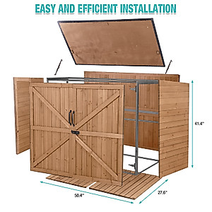 Outdoor Storage Cabinet,Wooden Garden Shed with Metal Frame Structure and Adjustable Shelf,33.3 Cu Ft Horizontal Waterproof Patio Tools Storage Box for Sofa Cushion, Lawn Mower and Garbage Cans