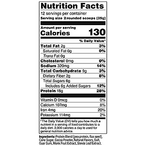 OLLY Plant Powered Protein, 18g Plant Protein, Protein Powder, Vegan, Gluten Free, Non GMO, Chocolate, 12 Day Supply - 14.8 Ounces