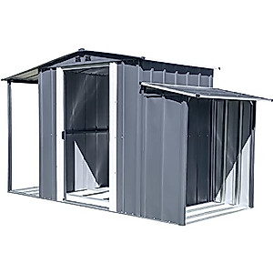 Arrow Sheds 10' x 5' Galvanized Steel 3-in-1 Pad-Lockable Outdoor Utility Storage Shed, Anthracite