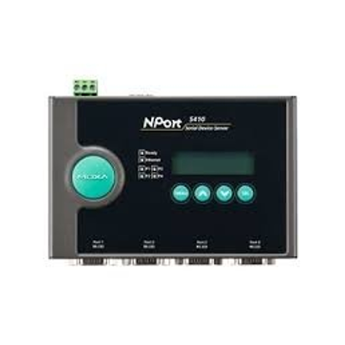 MOXA NPort 5410 w/Adapter - 4 Ports RS-232 Serial Device Server, 10/100 Ethernet, DB9 Male