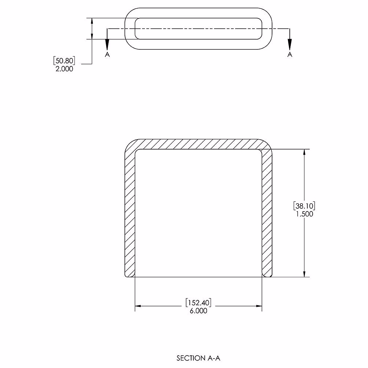 Caplugs 99192341 Plastic Rectangular Finishing Cap with Flat End Grip. VRF-2000X6000-24, Vinyl, Length 1.500" ID 6.000", Black (Pack of 30)