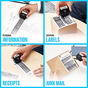 Wide Confidential Roller Stamp - Identity Protection Roller Stamps with Box Cutter and E-Book, Identity Theft Stamp, Confidential Stamp Roller for Privacy Protection Security Stamp Roller Kit - Black