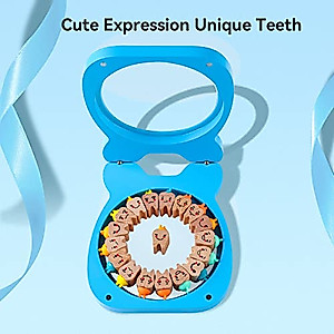 FunHaoWu Kids Wooden Tooth Storage Box,Tooth Keepsake,Teeth Holder for Girls and Boys,Bamboo Child Tooth Collection Boxes,Teeth Memorial Collector Boxes Gifts for Families Birthday(Blue)