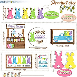 12 Pcs Easter Tiered Tray Decor Set Easter Bunny Wood Sign Rustic Farmhouse Decor Tiered Tray Decorative Trays Signs for Easter Table Holiday