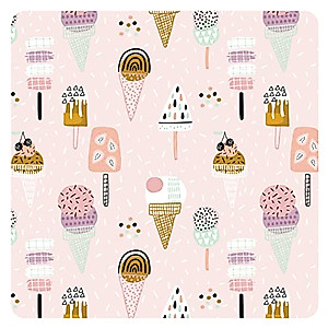 BapronBaby Pink Ice Cream Wet Dry Bag - Waterproof Two Zipper Pockets - Reusable for Mealtime, Diapers, Stroller, Snacks, Swimsuits - Machine Washable - 11" x 9"