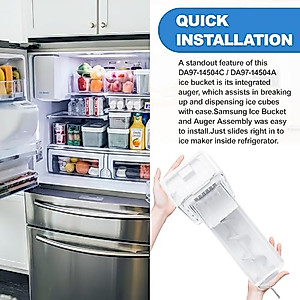 UPGRADED DA97-14504C Refrigerator Ice Bucket Compatible with Samsung Ice Bucket Replacement Ice Maker Tray Parts DA97-14504A Ice Container, AP6039681 RF23HCEDBSR RF22KREDBSR RF23J9011SR Ice Bin
