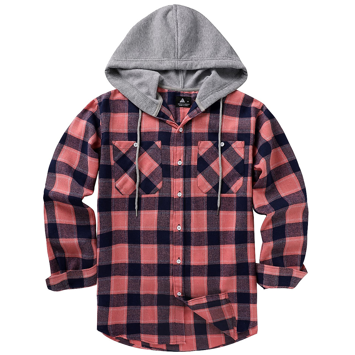 SCODI Mens Flannel Plaid Shirt Casual Button Down Shirt Regular Fit Long Sleeve Shirts Pin X-Large Pink