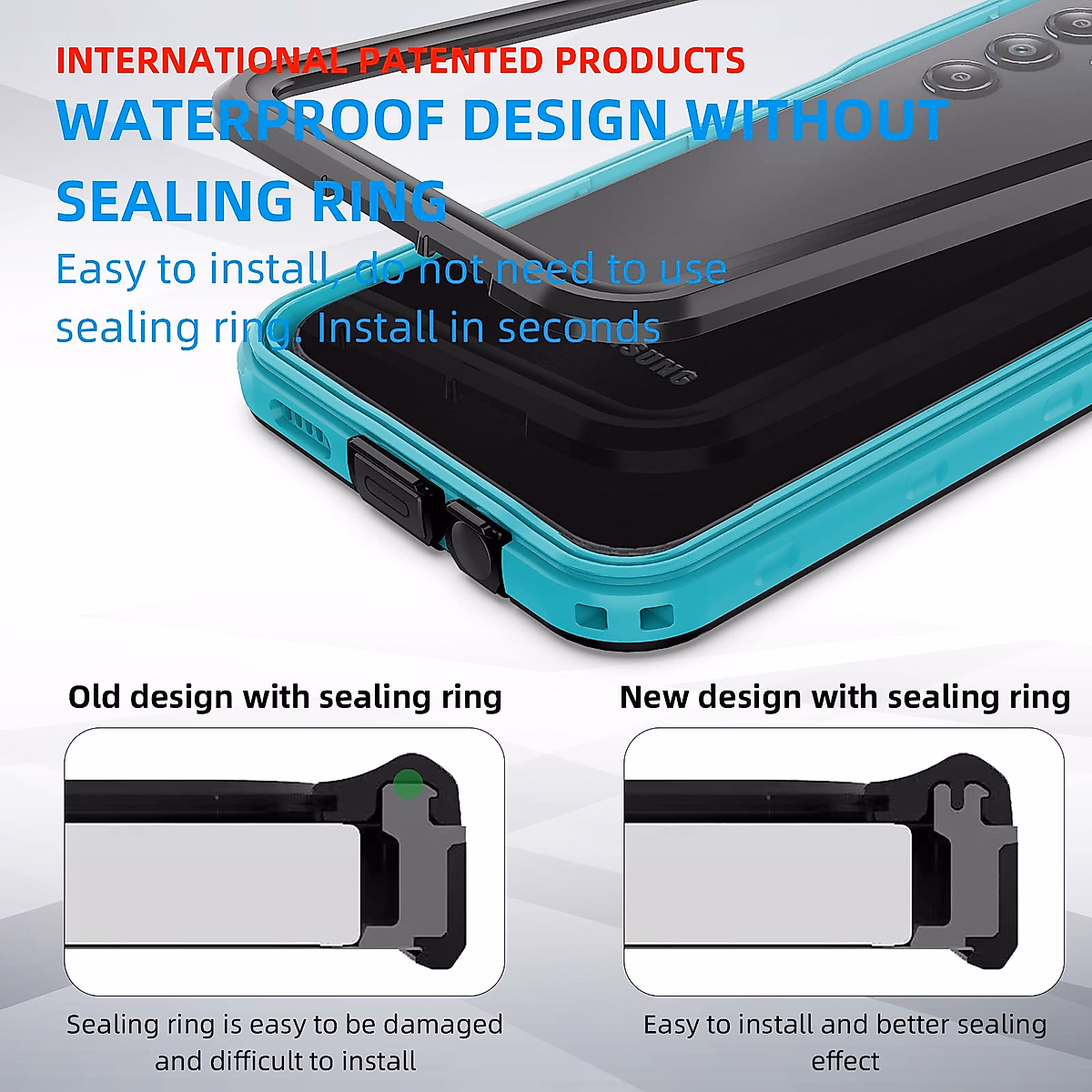 for Samsung Galaxy A14 5G Phone Case, Waterproof Case with Built-in Screen Protector & Cell Phone Ring Holder, Full Body Shockproof Rugged Heavy Duty Protection Cover for Samsung A14 5G Blue