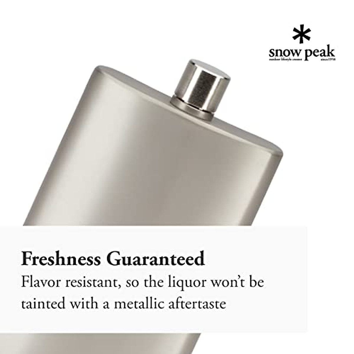 Snow Peak Titanium Flask Large T-013, Titanium, Ultralight for Camping, Backpacking Everyday Use, Flavor Resistant, Made in Japan, Lifetime Product Guarantee