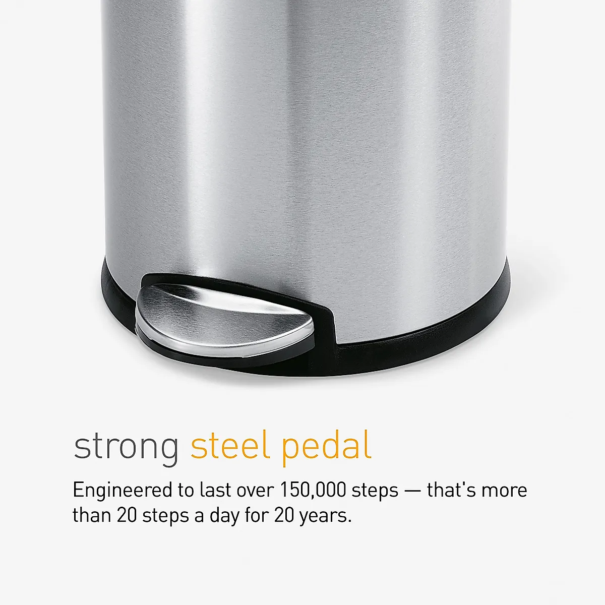 simplehuman Round Pedal Bin, 4.5 L - White Steel