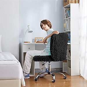 Urban Lifestyle Faux Fur Rolling Chair, One Size, Black