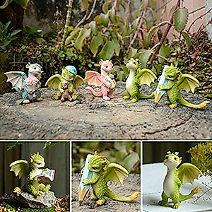 ZHF Rex Green Dragon-Mini Collection Fantasy Statue Cute Dragon Statue Landscape Small Sculpture Garden Crafts Desk Decoration Desk Decoration Home Collectibles (F)