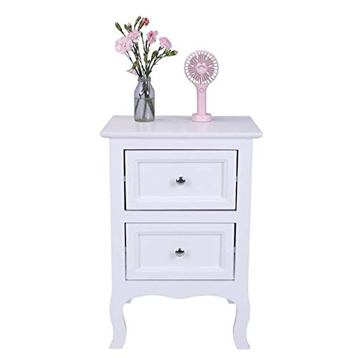 EEBUIHUI White Nightstand with 2 Drawers, Farmhouse Night Stands for Bedrooms, Small Bed Side Table/Night Stand for Small Spaces, Living Room(White)