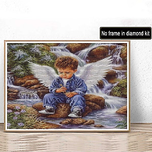 Kaliosy 5D Diamond Art Painting Angel by Number Kits, Paint with Diamonds Art Boy DIY Full Drill, Crystal Craft Cross Stitch Embroidery Decoration 30x40cm?12x16 inch?