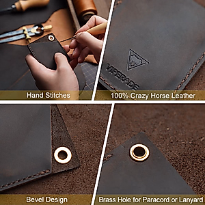 VIPERADE PJ27 Leather Sheath for EDC Knuckle, EDC Coins Sheath for Men, Small EDC Leather Sheath for Lighter, Car key, Carabiner, Mini EDC Gears (Brown)