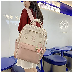 ANEBIPLE Cute Backpack with Bonus Accessories Kawaii Versatile Colored Simple Backpack (01 Pink)