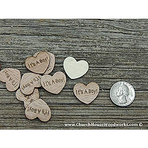 Wooden Heart Confetti ~ It's A Boy ~ Wood Hearts, Wood Confetti Engraved Love Hearts- Rustic Wedding Decor (100 count)