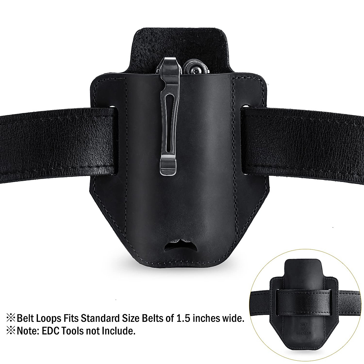 VIPERADE PJ31 Multitool Sheath, Flashlight Holster for Belt, EDC Pocket Pouch Leather Sheath for Men, Belt Sheath EDC Holster for Multitool, Flashlight, Folding Pocket Knife (No MOLLE-Black)